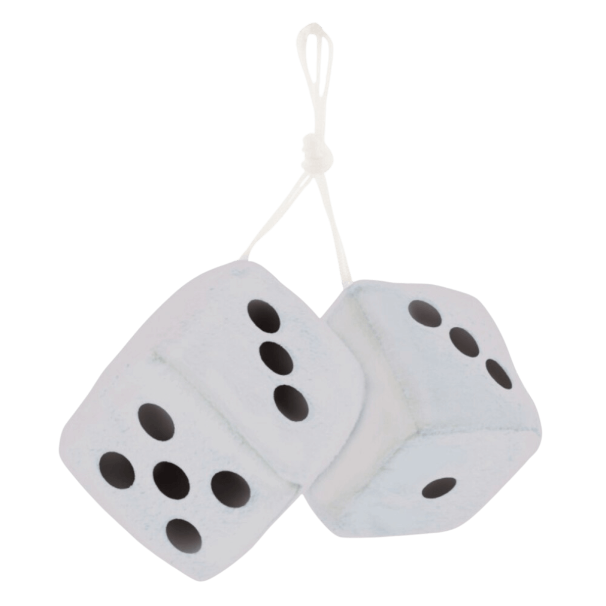 Fluffy Dice White with Black Dots – AutoMegaStore
