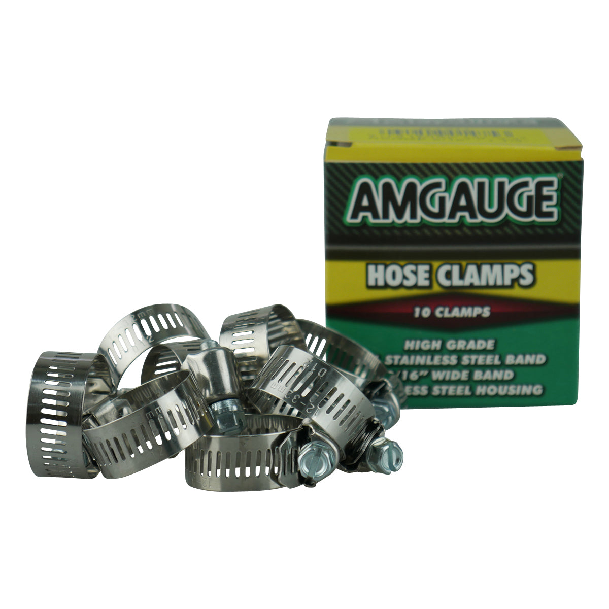 Amgauge Full Stainless Steel Hose Clamps (14-31mm) 9/16"-1.1/4" 10 Pac ...