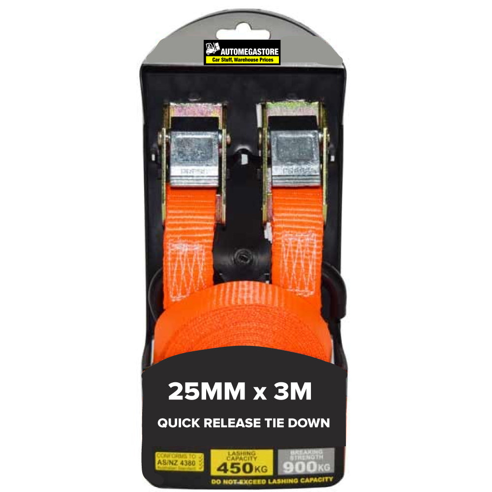 Quick Release Tie Down 25mm X 3m | 2 Pack AMS40247 | AutoMegaStore