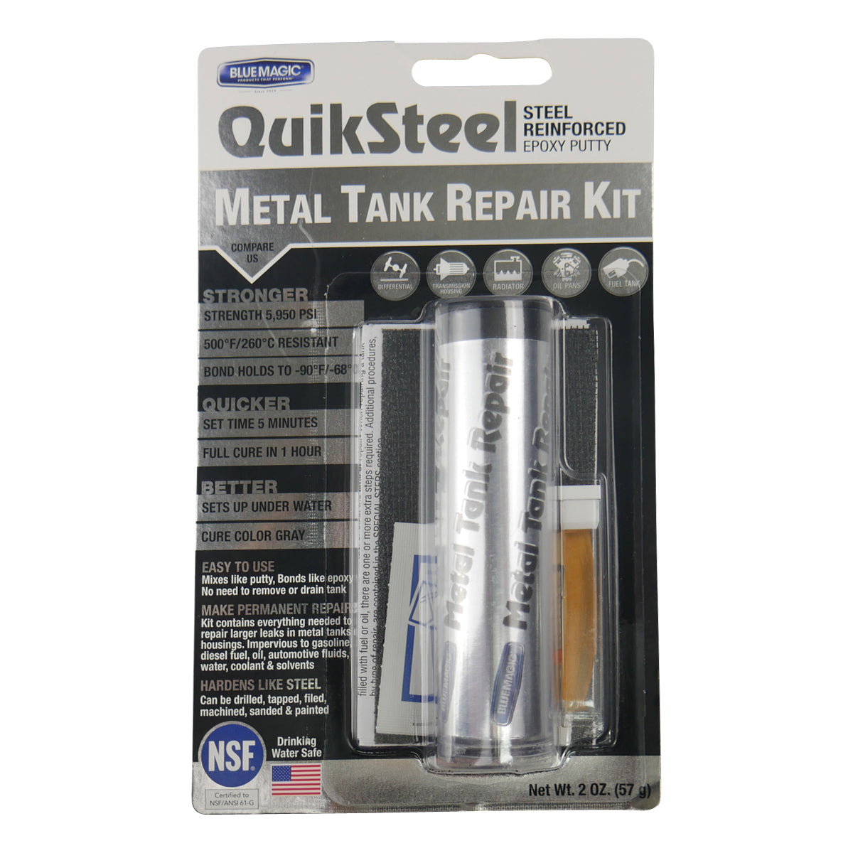 Blue Magic Quiksteel Steel Reinforced Epoxy Metal Tank Repair Kit 57g ...