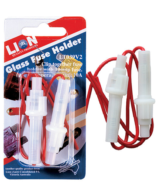 Lion Glass Fuse Holder Clip-Together with 10A Fuse LT039V2 | AutoMegaStore