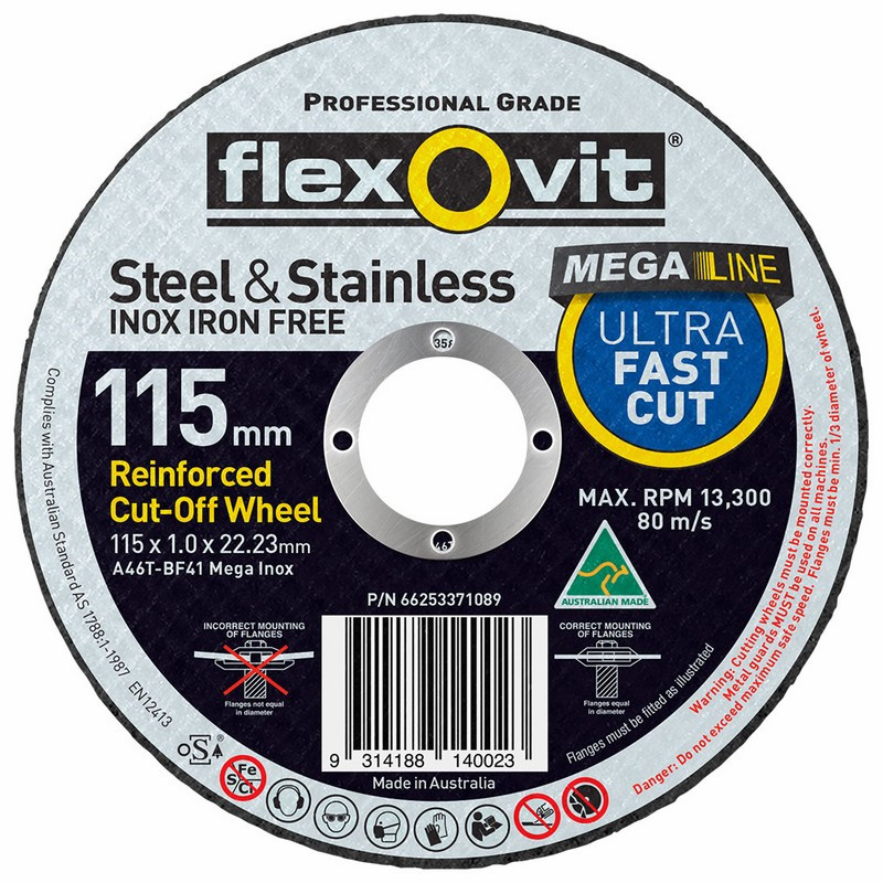 FlexOvit Steel & Stainless Mega Line Ultra Thin Cutting Wheel 4.5 ...