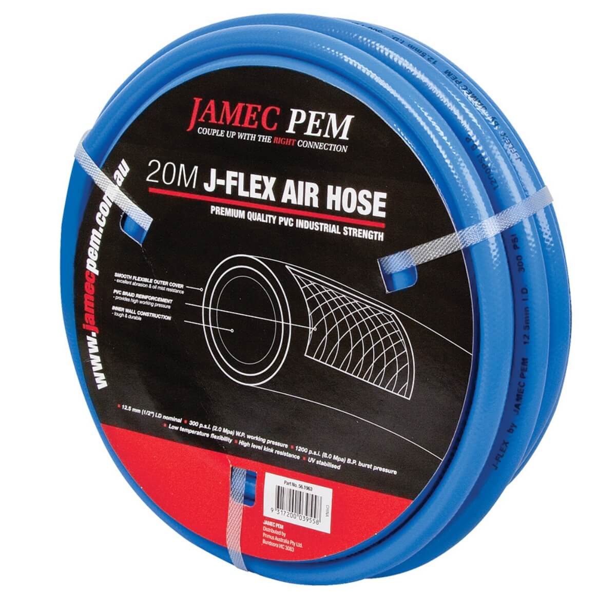 Jamec Pem Air Hose PVC Reinforced RYCO Equivalent Fittings 10mm x 20m ...